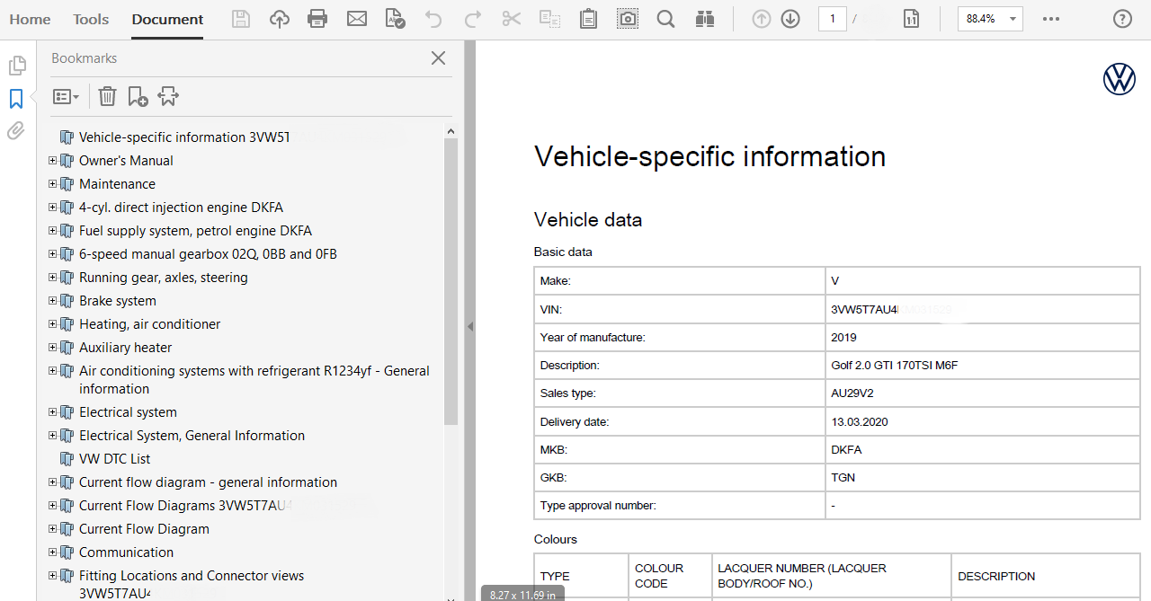 2019 Volkswagen Golf repair manual